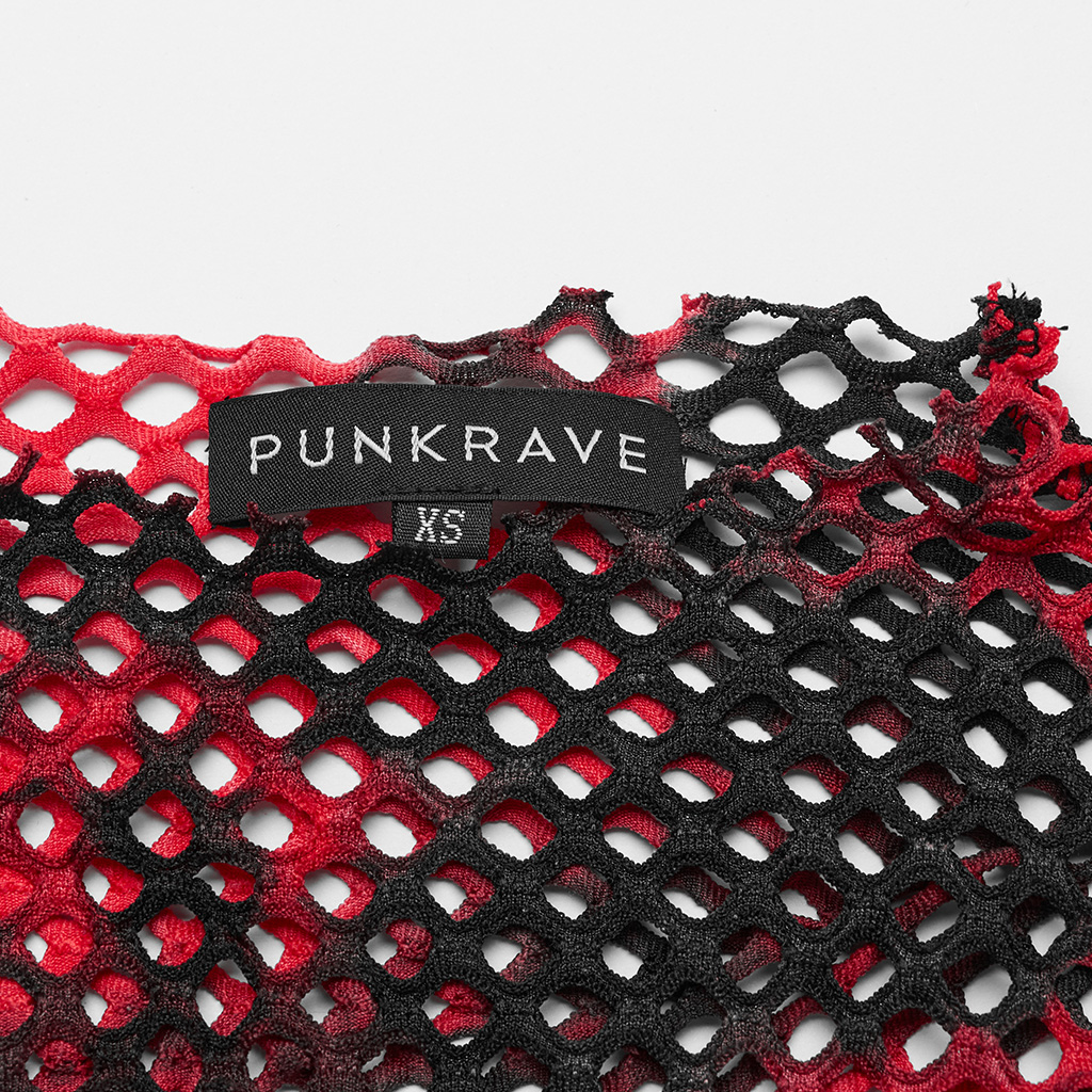 Punk Rave Three Colors Available Punk Tie-Dyed Mesh Short Sleeve T-Shirt
