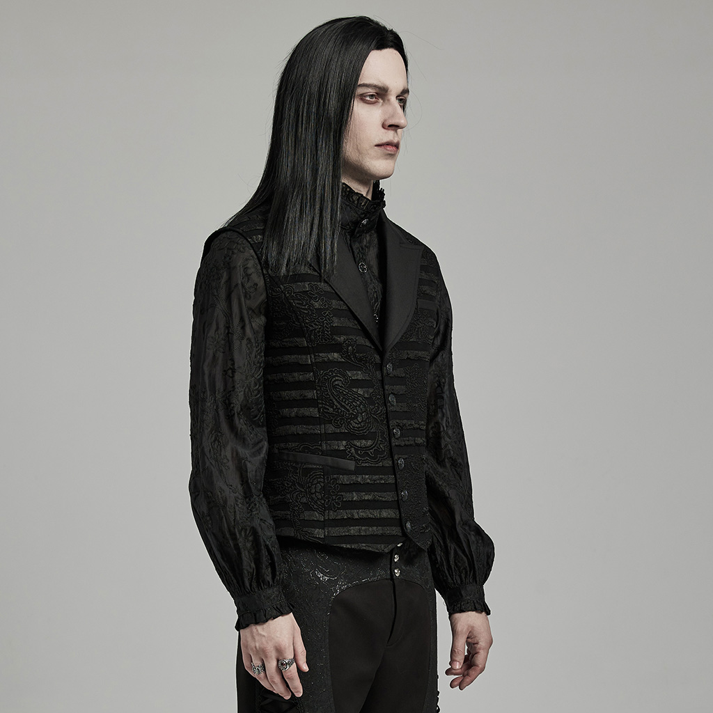 Punk Rave Striped Texture Classic Slim Fitting Striped Jacquard Goth ...