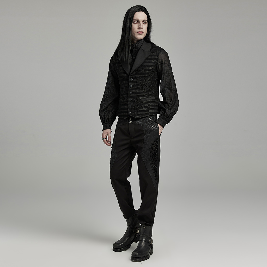 Punk Rave Striped Texture Classic Slim Fitting Striped Jacquard Goth ...