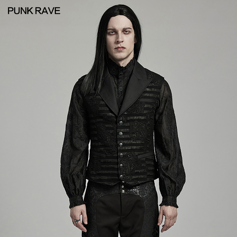 Punk Rave Striped Texture Classic Slim Fitting Striped Jacquard Goth ...