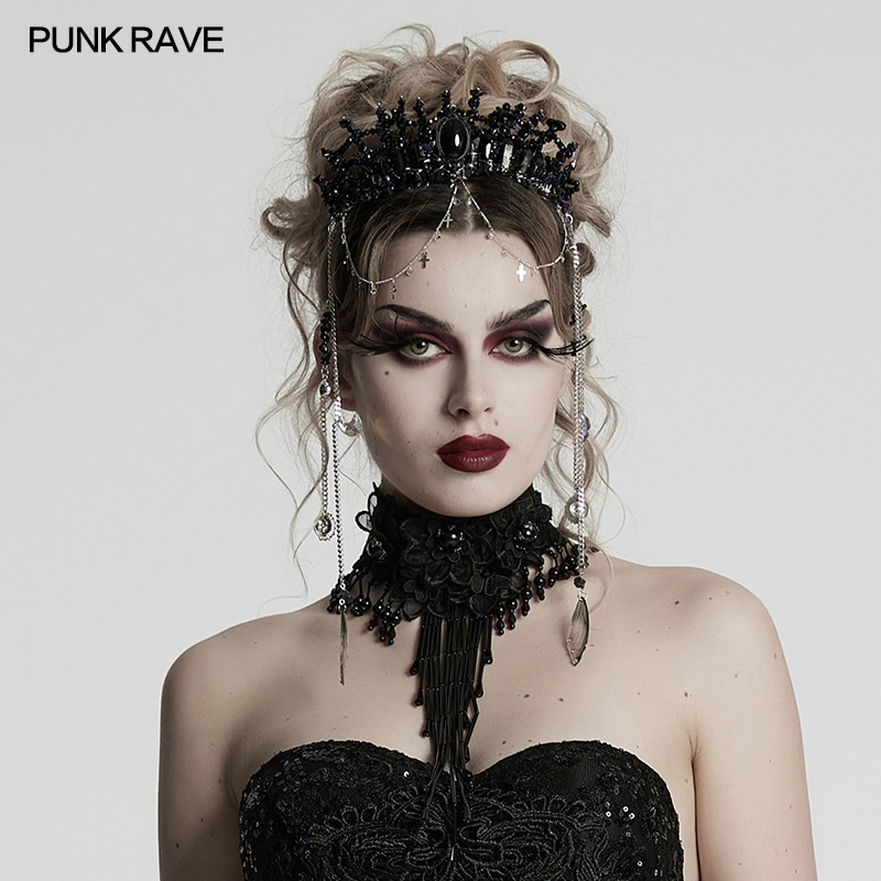Punk Rave Elegant And Exquisite Design Gothic Gorgeous Black Crystal ...