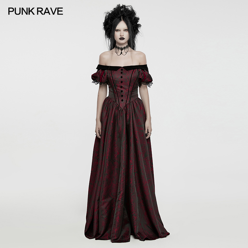 Punk Rave Bubble Sleeves And Velvet Webbing Goth Formal Dress