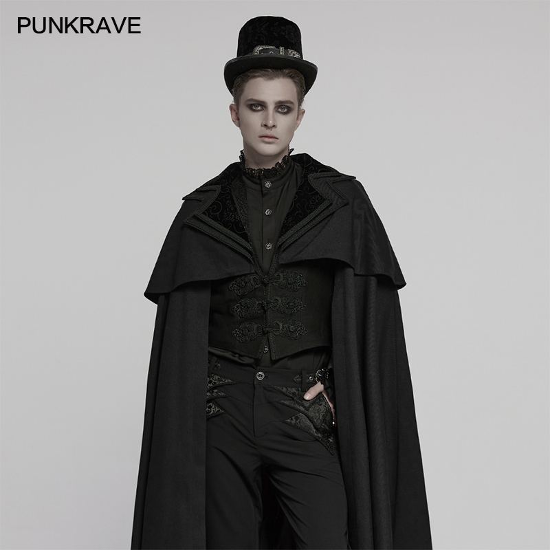 Punk Rave Double Layered Collar Simple Cloak Retro Goth Cloak-Jacket