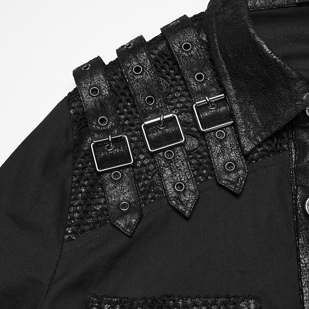 Punk Rave Eye-Catching Irregular Tattered Mesh Punk Street Rock Shirt