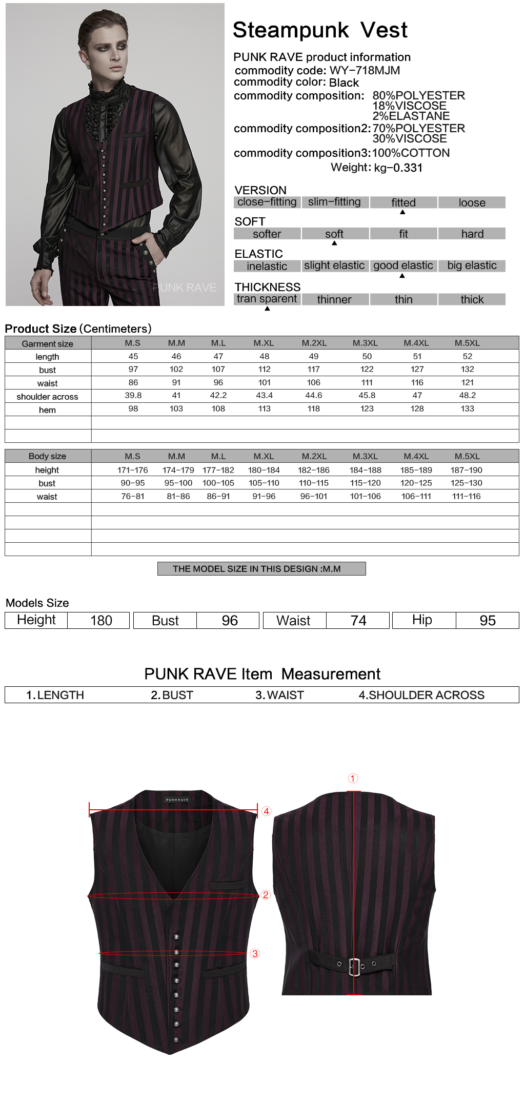 Punk Rave Simple Design Elegant And Noble Steampunk Vest