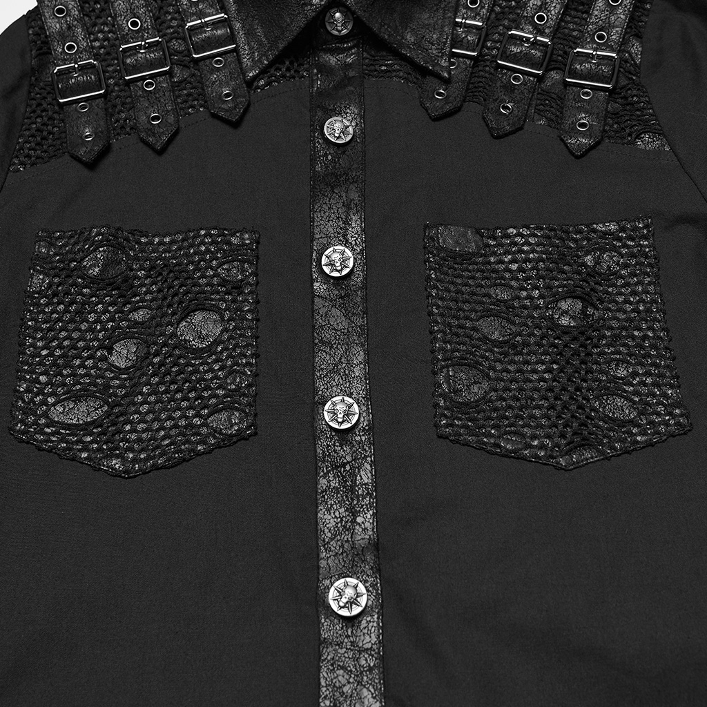 Punk Rave Eye-Catching Irregular Tattered Mesh Punk Street Rock Shirt