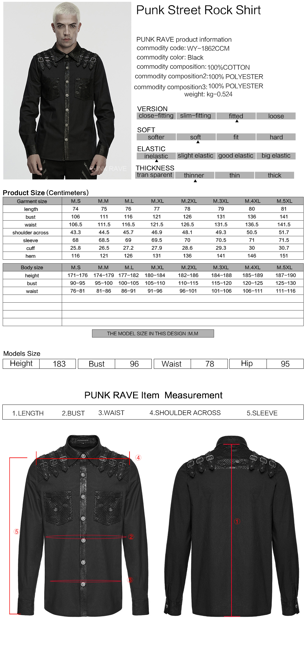 Punk Rave Eye-Catching Irregular Tattered Mesh Punk Street Rock Shirt
